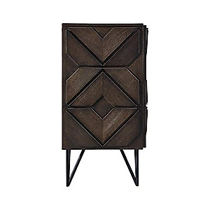Signature Design by Ashley Chasinfield Urban Geometric Design TV Stand Fits TVs up to 70", 4 Cabinet Doors and 3 Adjustable Storage Shelves, Dark Brown