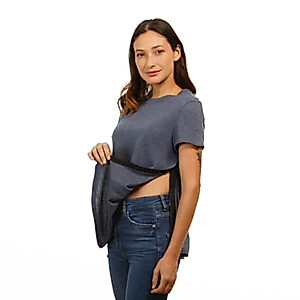 MAI Post Shoulder Surgery Shirts Premium | Easy Snaps on Shirt Sides and Full Arm Opening | Women Short Sleeve Shirt | Chemo Clothing | Soft Fabric | Dialysis Clothing Heather Blue | Adaptive Clothing