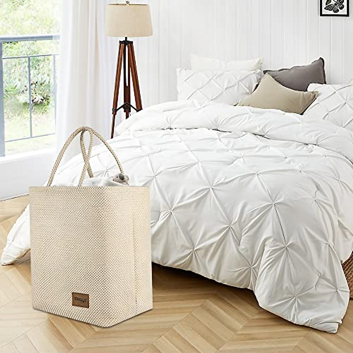 QiANBiRD Laundry Basket Hamper-Large Foldable Tall Unique Laundry Basket Organizer Collapsible Laundry Hamper Fabric Blanket Storage Basket with Handles for Clothes Toys in the Home or Dorm