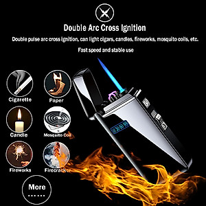 ZOIPPDMS Electronic Lighter, USB Rechargeable Lighter, Smart Fingerprint Ignition Flameless Windproof Electric Lighter, Plasma Mute Cycle Charge Lighter for Camping Indoor Outdoor Lighter (Red)