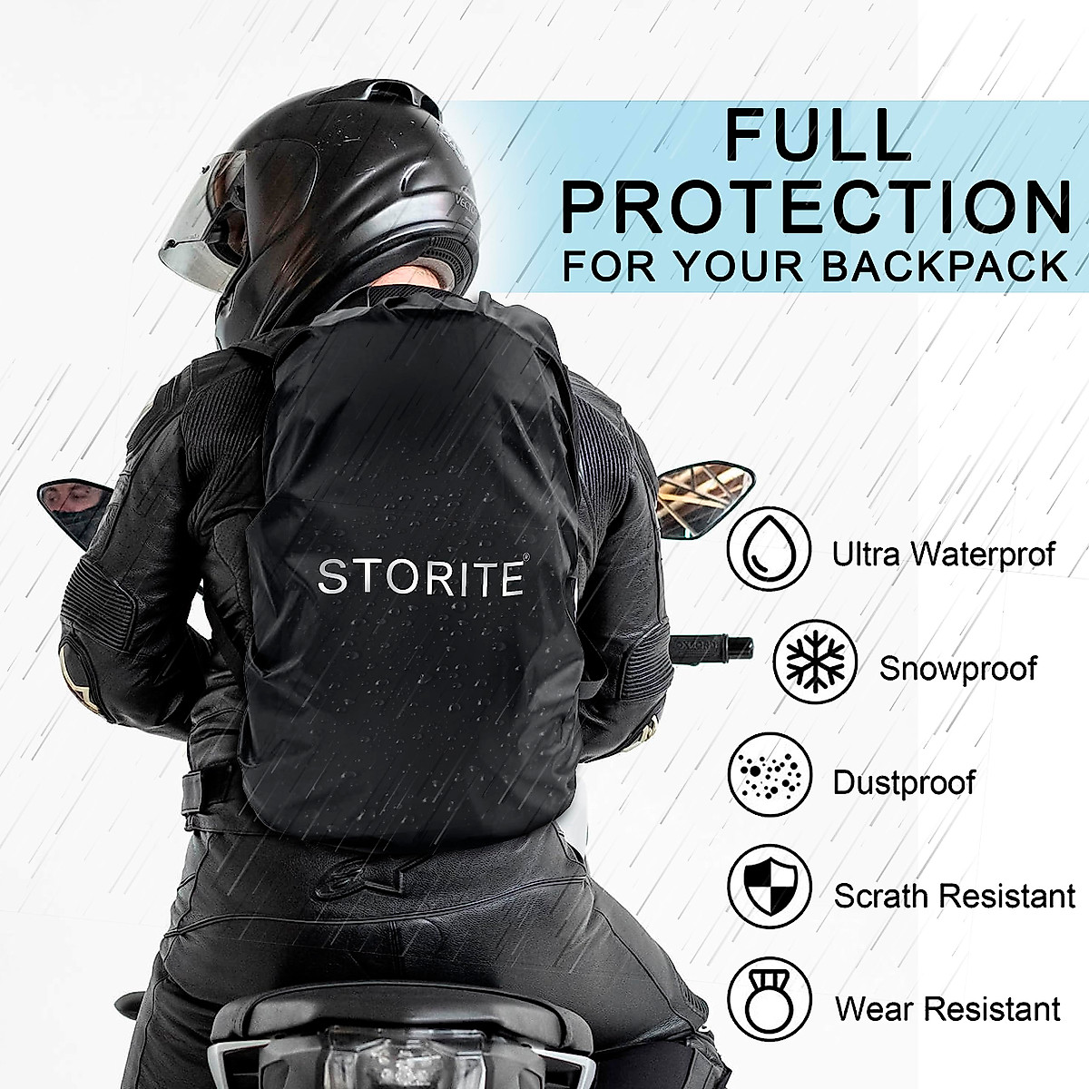 Storite Dust & Rain Cover for Backpack with Pouch, Waterproof Dustproof Bag Adjustable Cover for School, College,Office-2PK