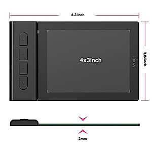 VEIKK VK430 Drawing Tablet 4x3 inch OSU Tablet, Portable Computer Graphics Tablets with 4 Shortcut Keys 8192 Levels Battery-Free Stylus Pen, Compatible with Mac/Windows/Android/Chrome/Linux
