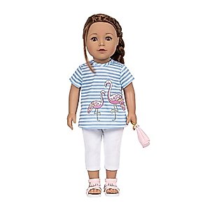 ADORA Amazon Exclusive Amazing Girls Collection, 18” Realistic Doll with Changeable Outfit and Movable Soft Body, Birthday Gift for Kids and Toddlers Ages 6+ - Ava with Summer Flamingo Outfit