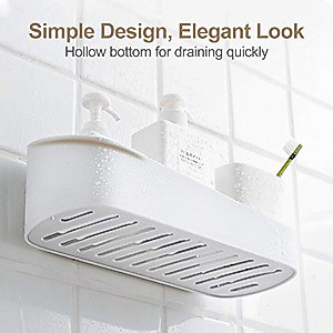 QIVANLIFE Shower Caddy Basket Shelf,Bathroom Shower Storage Organizer Wall Mounted Bathroom Shelf with Adhesive,Shampoo Holder Organizer,Storage Rack for Toilet, Kitchen Spice Racks Holder (Grey)