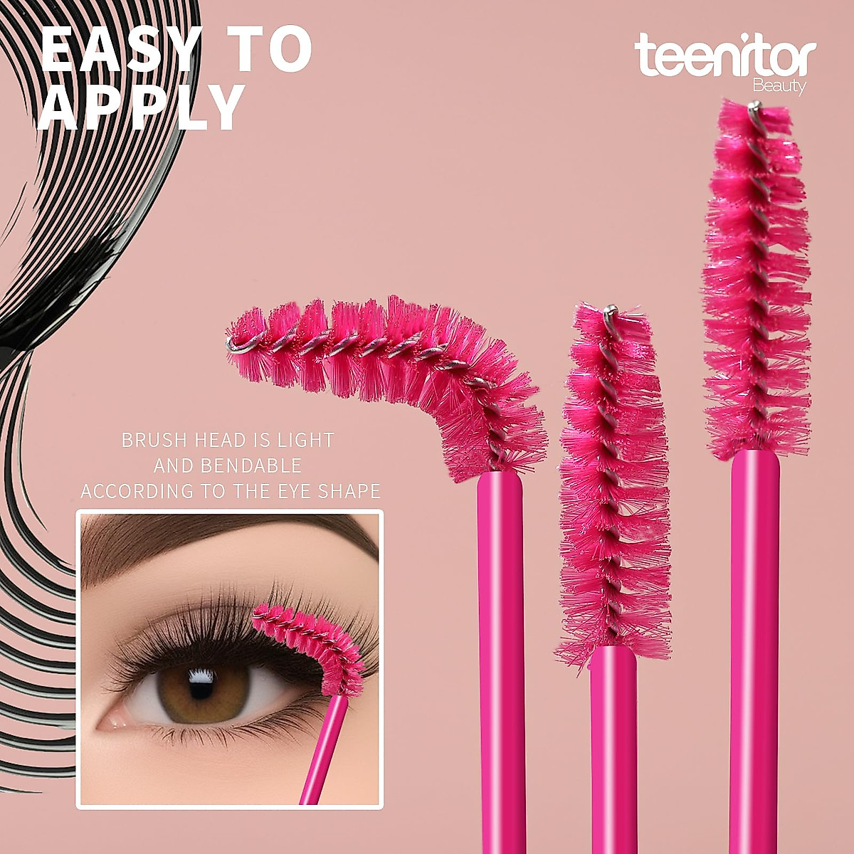 Teenitor 200 Pcs Mascara Wands, Lip Applicators Disposable Disposable Mascara Wands and Lip Wands Lip gloss Lipstick Tester Disposable Makeup Applicators Mascara Wands Hot Red