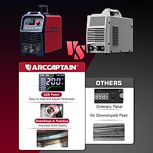 ARCCAPTAIN TIG Welder 200A, High Frequency 110v/220v Dual Voltage TIG/Stick/Arc 2 in 1 Welder LED Digital Display Welding Machine with 2T/4T Function and Tungsten Electrode