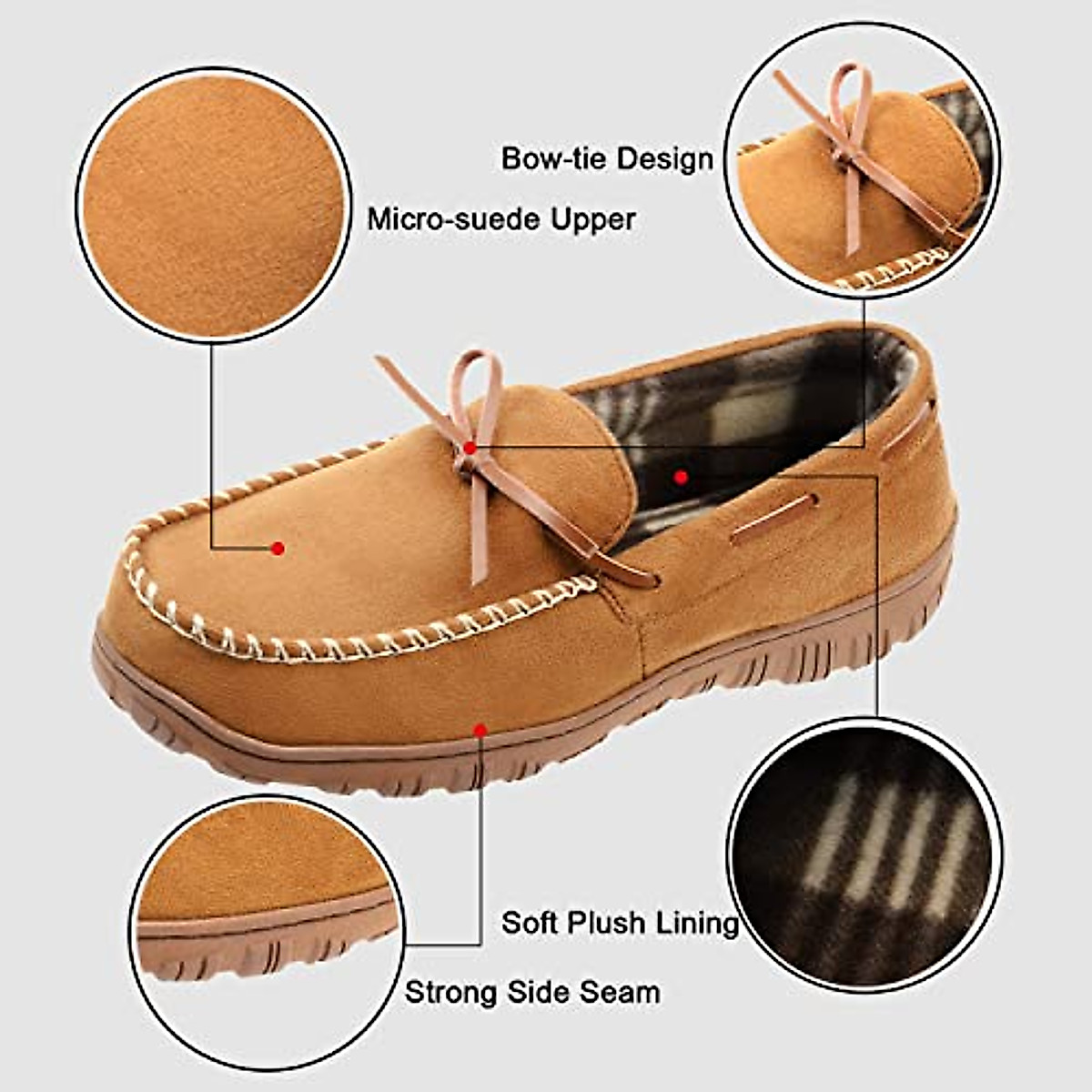 Lulex Mens Moccasin Slippers Memory Foam Indoor Outdoor House Shoes with Hard Sole Beige Size 10
