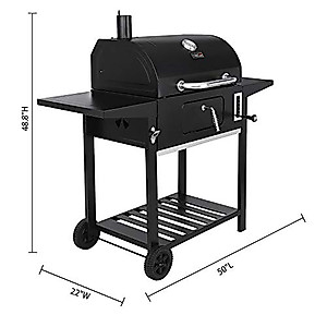 Royal Gourmet CD1824AX 24-Inch Charcoal Grill Outdoor BBQ Smoker Picnic Camping Patio Backyard Cooking, Black