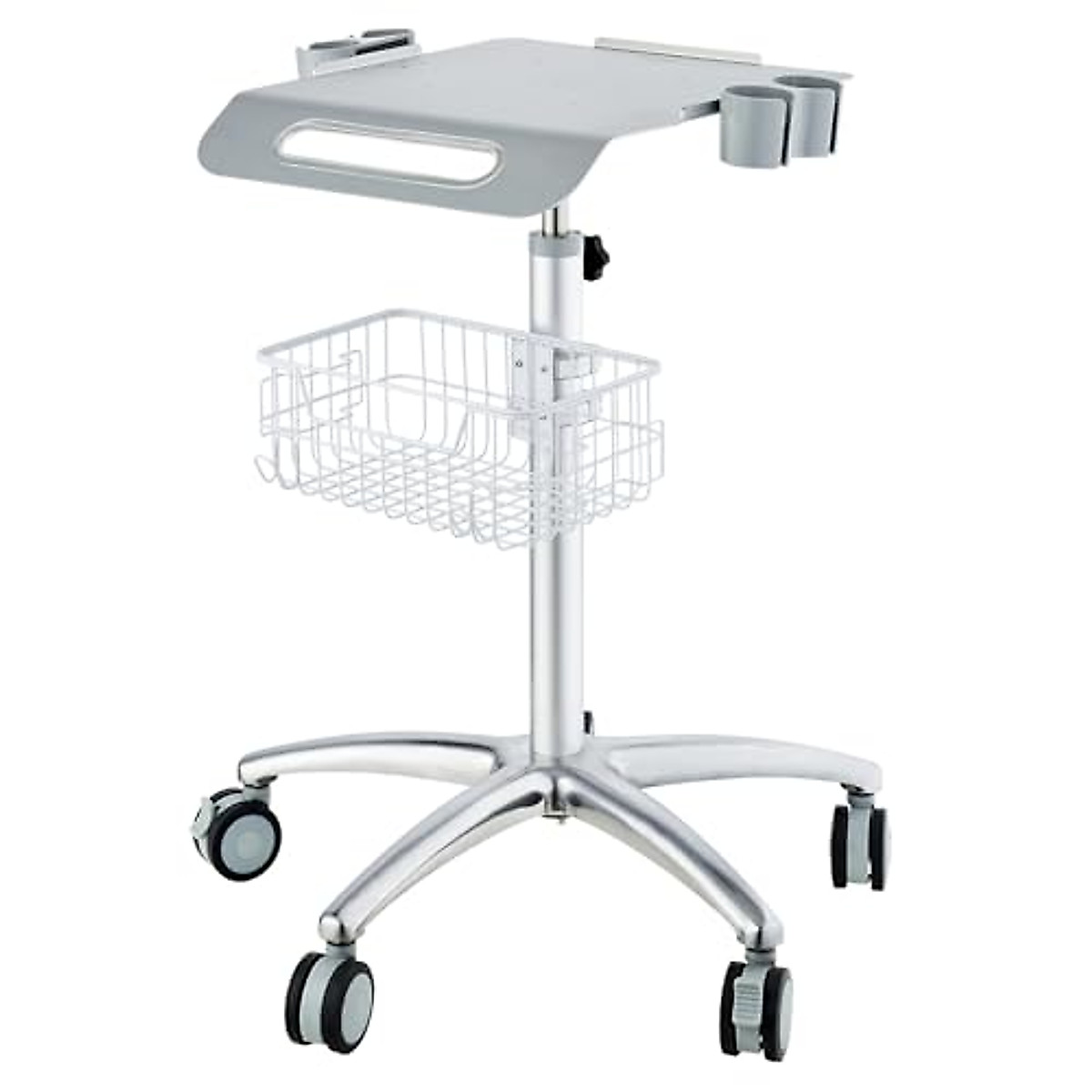 VEVOR Medical Cart, Salon Cart with Wheels, Mobile Trolley Cart 26.77"-42.91" Height Adjustable, Metal Salon Stations for Hair Stylist, Rolling Desktop Lab Cart for Clinic, Beauty and Salon