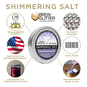 BREW GLITTER Shimmering Purple Cocktail Rimming Salt, Drink Rimmer for Beverages, Cocktails, Margaritas, Drinks, Kosher Certified, Vegan (4 oz, Shimmering Purple)