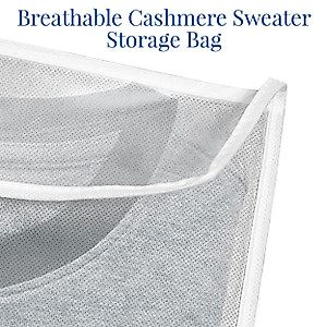 The Clothing Doctor Breathable Cashmere Sweater Storage Bag, Convenient Snap With Flap Closure, Clear Window For Easy Identification, 12.6"x16.2", Pack Of 6, White