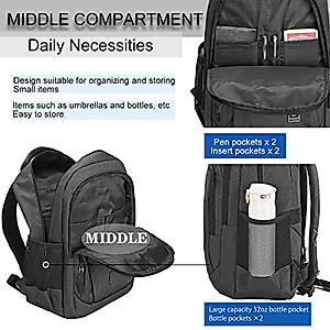 WIRABO Laptop Backpack for Men Travel Backpack Water-Resistant 15.6 Inch Computer Backpack College Backpacks Work Business Black