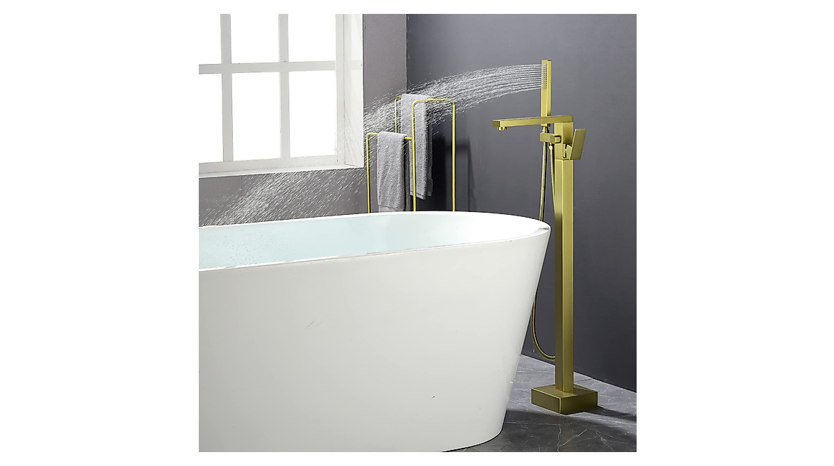 Elegant SHAMANDA Freestanding Bathtub Faucet in Gold
