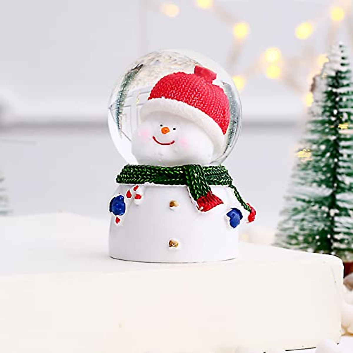 Airshi Christmas Crystal, Durable Battery Power Supplied Lighted Christmas Globe Decor Delicate Glitter for Home Decoration (Large Snowman)