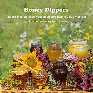 50Pcs/Set Household Mini Wooden Jam Honey Dipper Jar Dispensing Collecting Stirring Rod Stick,Honey Stick Wooden Honey Dipper Sticks,Wood Honey Dipper For Wedding Party (10.5Cm)