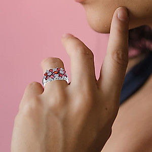 THJEW Dainty Cubic Zirconias Flower Ring for Women S925 Sterling Silver Fashion Cute 5A Gem Crystal CZ Floral Wedding Engagement Ring Jewelry (Ring_A, 9)