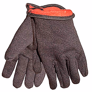 G & F 4414L-DZ Brown Jersey Winter Work Gloves with Red Fleece Lining, Large, 12-Pair