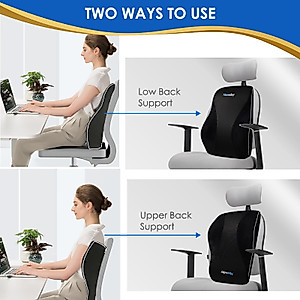 Lumbar Support Pillow for Office Chair Car Lumbar Pillow Lower Back Pain Relief Memory Foam Back Cushion with 3D Mesh Cover, Back Pillow Ergonomic Orthopedic Back Rest