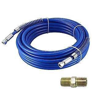 Willbebest 50ft 1/4" Airless Paint Spray Hose Sprayer Light Flexible Fiber Tube 3300PSI Working Pressure, Burst Pressure Up to 8500 PSI (15 Meter)