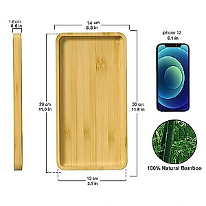 Bamboo Vantity Tray, Bamboo Counter Tray 12 x 6 x 0.75 inch, Vantity Tray for Dresser Tops, Toilet Tank Top Tray for Organizing and Decor Display