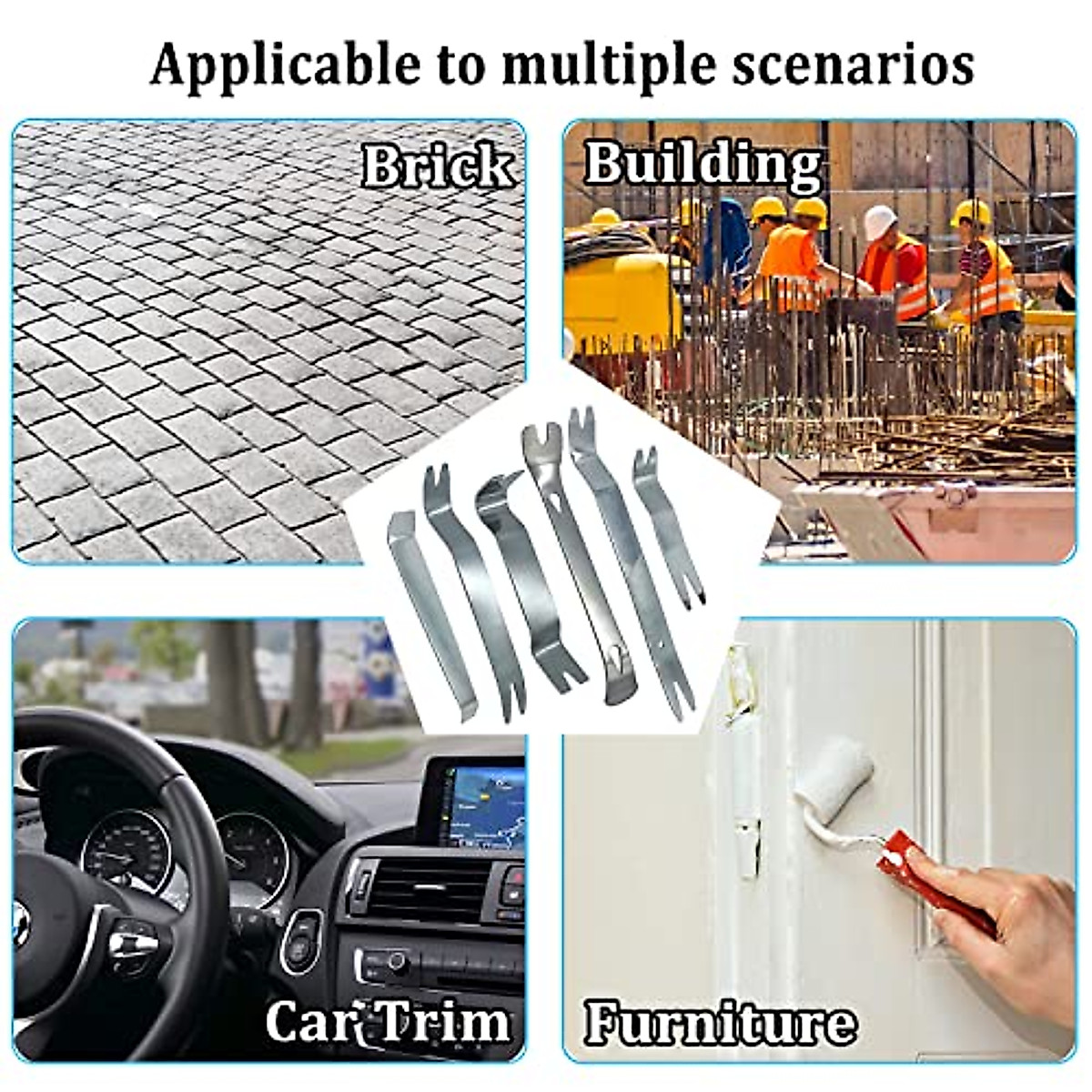 6 Pack Paver Tool Stainless Steel Paver Extractor Tool Paver Removal Tool Paver Lifting Tool with Multipurpose Tool Pouch Bag for Garden Lawn Yard Patio Paver Brick Block Replacement