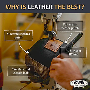 American Flag Hat for Men | Leather Patch Hat | Machine-Stitched Badge on Richardson 112 Trucker Hat | Adjustable Snapback Country Trucker Hat, Richardson Hat | Trucker Hat with Patch (Duck Camo)