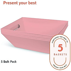 [5pk] 8x10” Pink Gift Baskets Empty | Small Pink Rectangular Baskets with Handles | Gifts, Organizing, Nursery, Snacks, Wine | Valentines, Easter, Christmas | Gift to Impress - Upper Midland