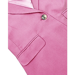 PRETTODAY Women's Casual Blazers Leopard Print Open Front Long Sleeve Work Office Jackets Blazer with Pockets (Pink,Small)