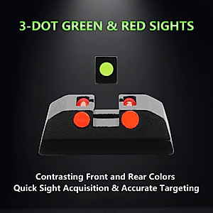 TAEDNOMZN Fiber Optic Red Green Sights No-Tritium for Taurus G2C, PT111,G2S, G3, G2, PT140, 709, 740, TX22 Accessories Sights Set (Front Green + Rear Red)
