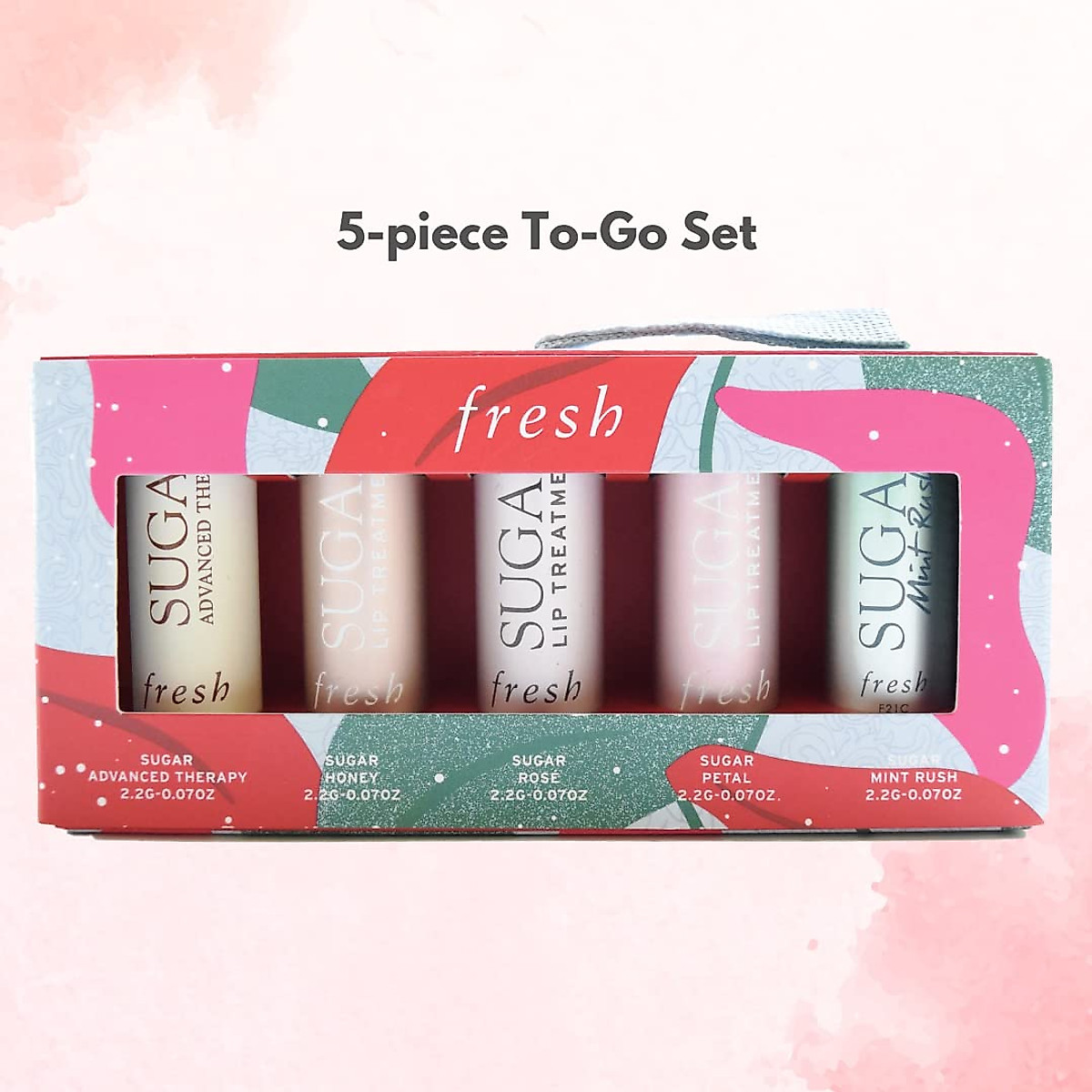 Fresh Sugar Collection Lip Care Set:: Mint Rush Freshening Lip Treatment, Advanced Therapy Treatment Lip Balm, and 3 Sugar Lip Balms in Rose, Honey, and Petal