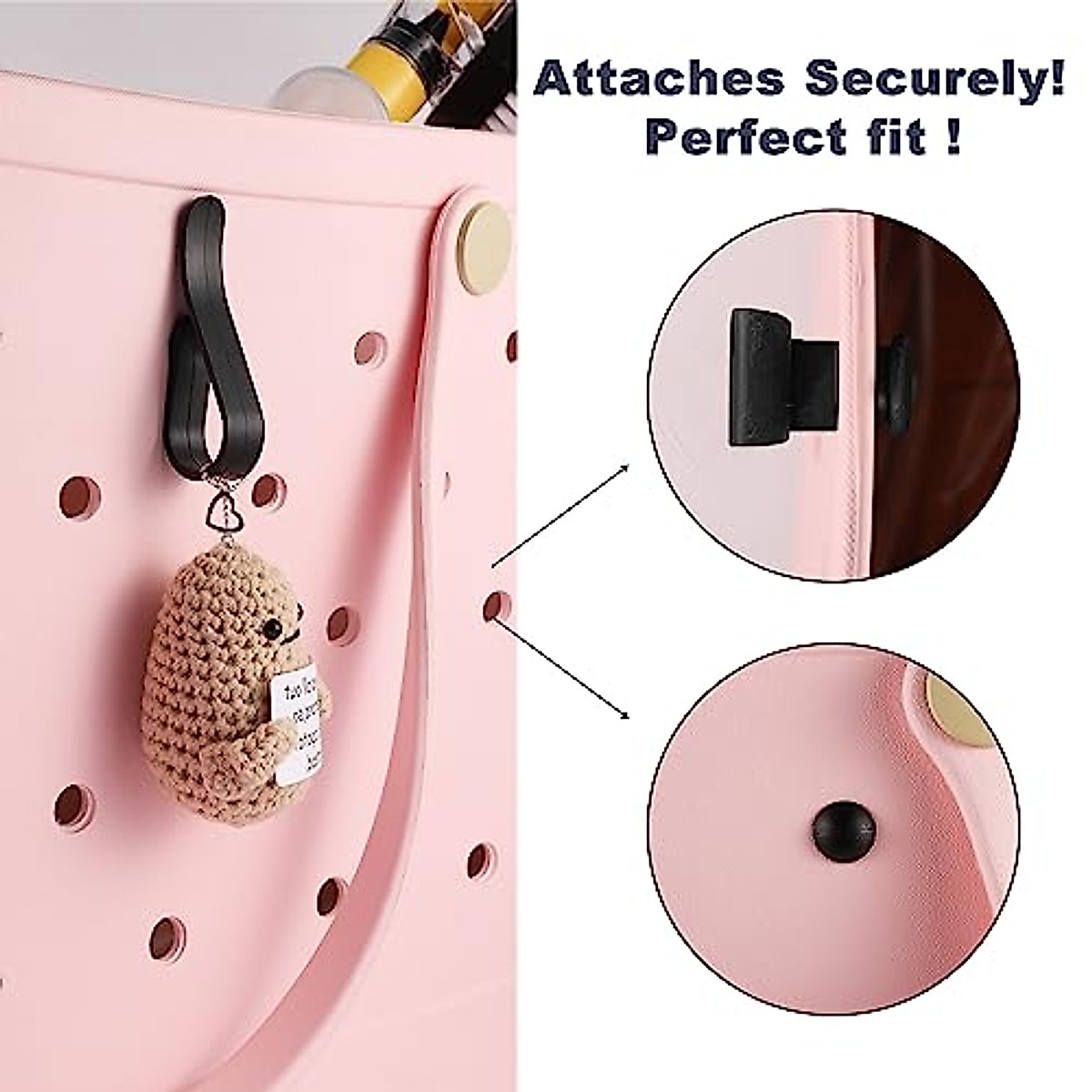 4pcs Hooks for Bogg Bags, Bag Hooks Compatible with Bogg Bag Beach Tote Bag Accessories for Bogg Bags Suitable for Bags Keychains Masks and Sunglasses (2 Black+2 White)