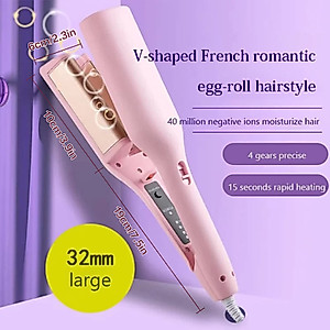 Rommantic French Egg Roll Curling Iron, Water Ripple V-Shaped Ionic Hair Curling Iron for Perfect Waves, Fast Heating, Adjustable Temperature, Roll Hair Waving Iron Hair Curler Styling Tool (Purple)