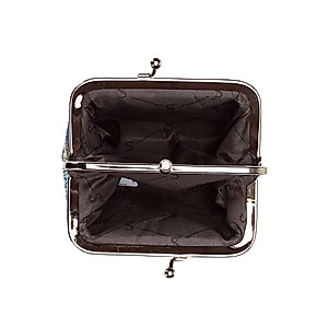 Signare Tapestry Double Pocket Change Pouch Kiss lock Coin Purse for Women With Colourful Geometric Multicolor Triangles Design (FRMP-MTRI)