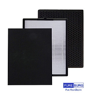 PUREBURG Replacement Filter Set Compatible with Alen 45i & Flex BreatheSmart Air Purifier B4-Fresh, FL40-Silver-Carbon, H13 HEPA + Activated Carbon Filter x4
