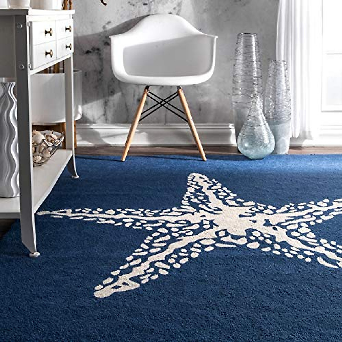 nuLOOM Marine Hand Hooked Indoor/Outdoor Accent Rug, 2' x 4', Navy