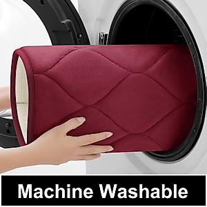 Colorxy Memory Foam Bathroom Rugs, Ultra Soft & Non-Slip Bath Mat, Water Absorbent and Machine Washable Bath Carpet Rug for Shower Bathroom Floor Rugs, 24''x16'', Burgundy