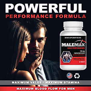 MaleMax Male Enlargement Pills- Amplify Male Size- Boost Up to 3 Inches Fast- Extend in Length, Engorge in Girth- Stamina Multiplier- 60 Tablets