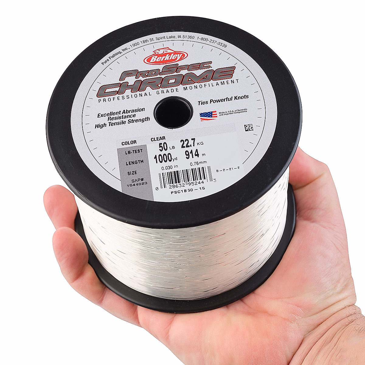 Berkley ProSpec® Chrome, Hi-Vis Yellow, 16lb | 7.2kg, 1000yd | 914m Monofilament Fishing Line, Suitable for Saltwater Environments