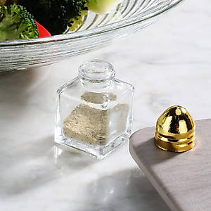 New Star Foodservice 22223 Glass Cube Mini Salt and Pepper Shaker with Gold Plated Top, 0.5-Ounce, Set of 48