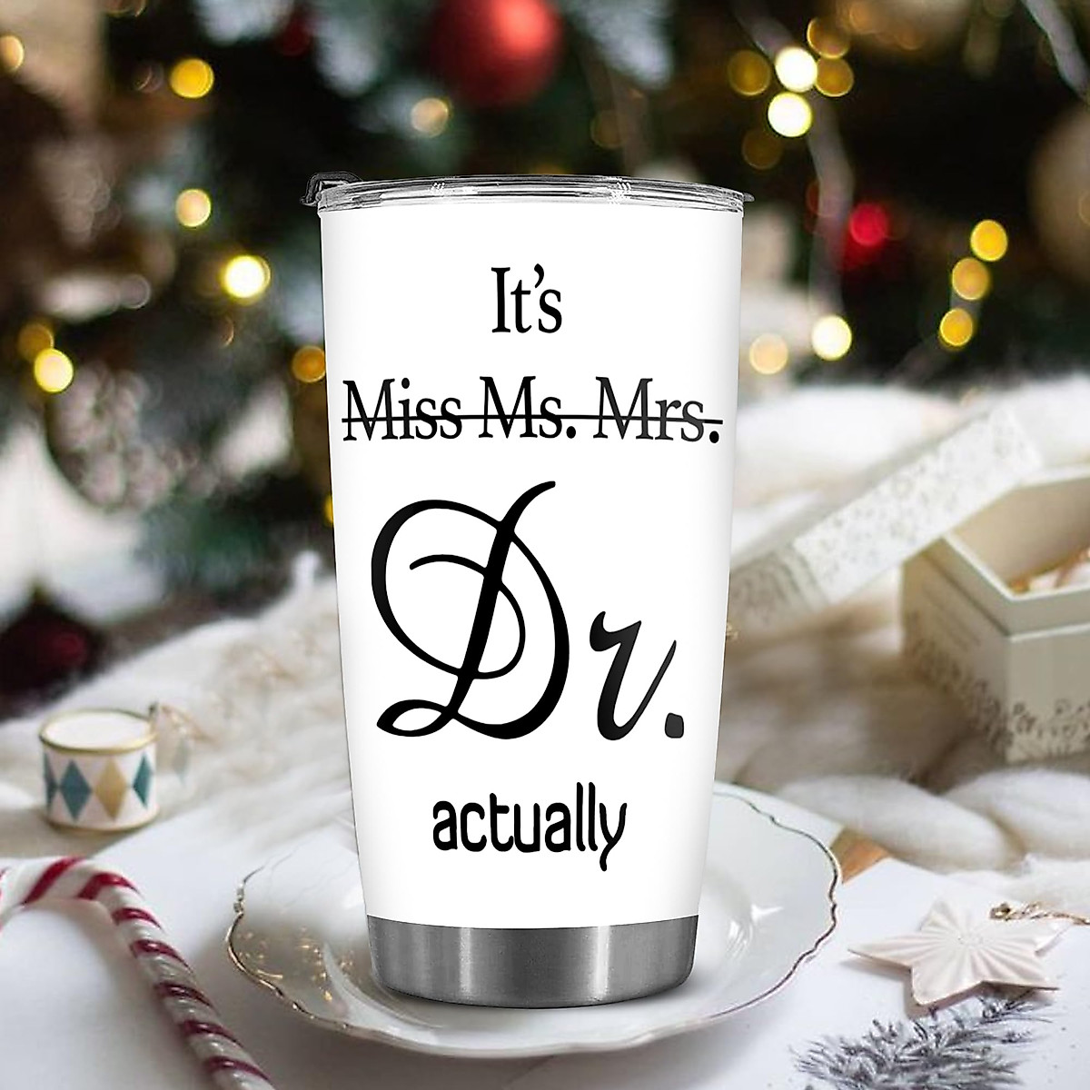 BECHUSKY It's Miss Ms Mrs Dr Actually Tumbler, Dr Actually Coffee Tumbler, Dr Tumbler, Doctor Tumbler, Phd Graduation Tumbler, Phd Tumbler, Doctorate Degree Mug, Dr Cup Gift Friend Men Women White