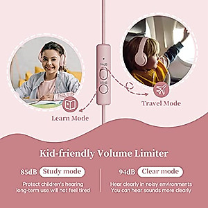 FINGERTIME Kids Headphones, Foldable Stereo 3.5mm Wired Headphones, Toddler Headphones with Sharing Function,Volume Limiter 85/94dB, Headphones for Kids/Boy/Girl/Travel/Tablet (Pink)