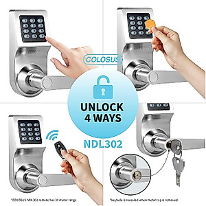 Colosus Electronic Trusted Digital Keyless Door Lock, Keypad – Smartcode Security, Grant & Control Access for Home, Office (Black - 4 Key Fobs)