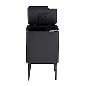 Casa Andrea Milano 9.5-Gallon Tall Kitchen Trash Can with Long Legs Modern Style Waste Basket, Large Trash Can w/Pop Open Cover,Elevated Trash Bin, Apartment Essentials