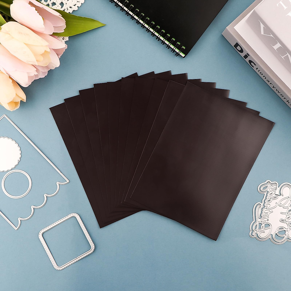 Briartw 10 Sheets 6.9x5" 0.3mm Thick Single Sided Magnetic Sheets Flexible Rubber Sheets for Metal Dies Storage and Organize Scrapbooking Tool Craft Supplies Rubber Magnetic Sheets Set