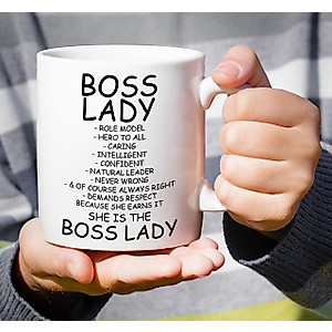 Retreez Funny Mug - Boss Lady Role Model Caring Description 11 Oz Ceramic Coffee Mugs - Funny, Sarcasm, Motivational, Inspirational birthday gifts for friends, coworkers, employer, siblings, dad, mom