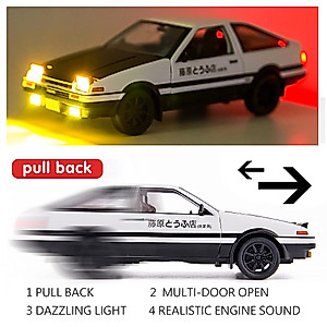 BDTCTK 1/24 AE86 Initial D Model Car Big Toy Car, Zinc Alloy Pull Back Toy Car with Sound and Light for Kids Boy Girl Gift (Black)