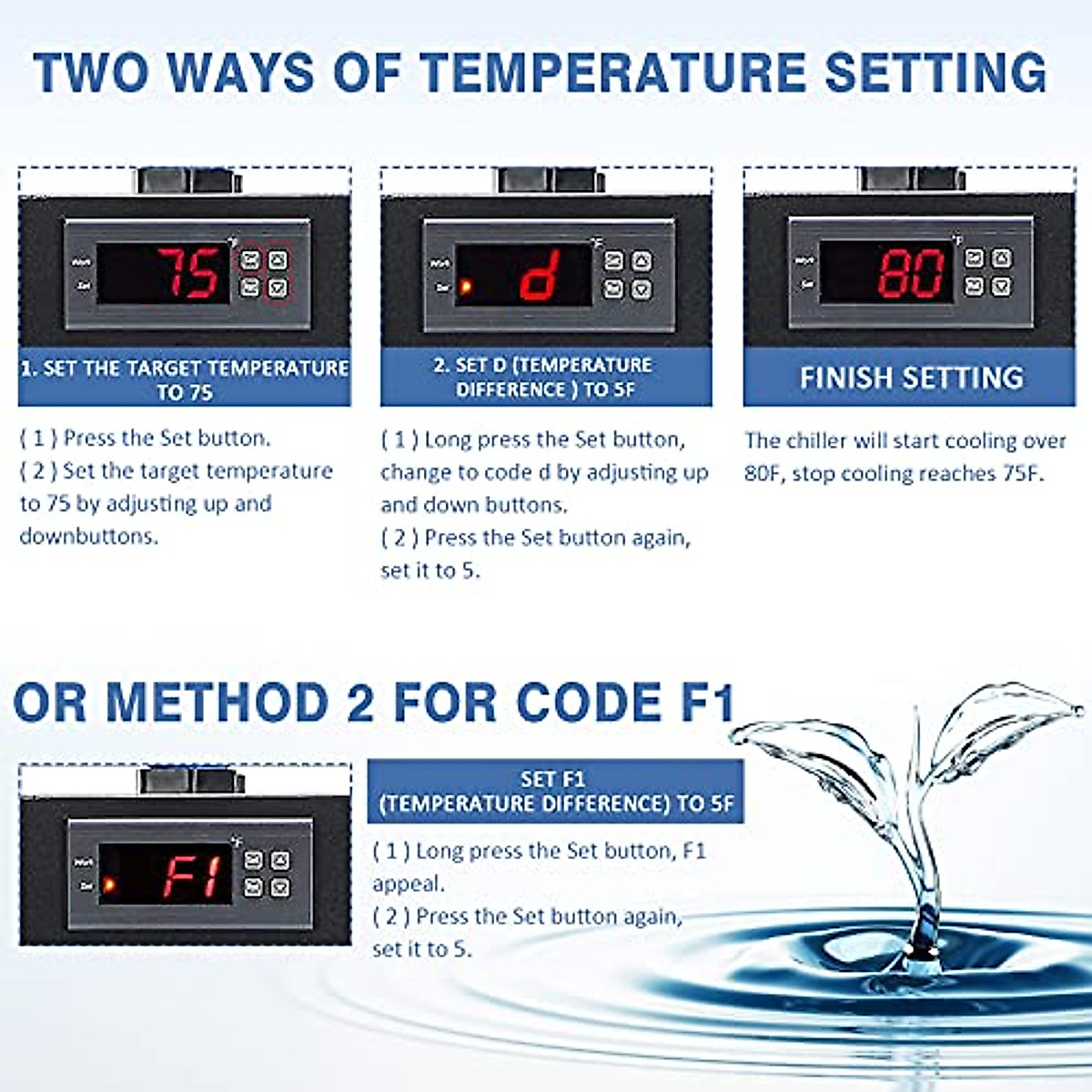 Poafamx 16gal Aquarium Chiller Small Water Chiller for Househod Fish Tanks Coral Crystal Shrimp 110V with Pump (Chiller, 60L/16Gal)