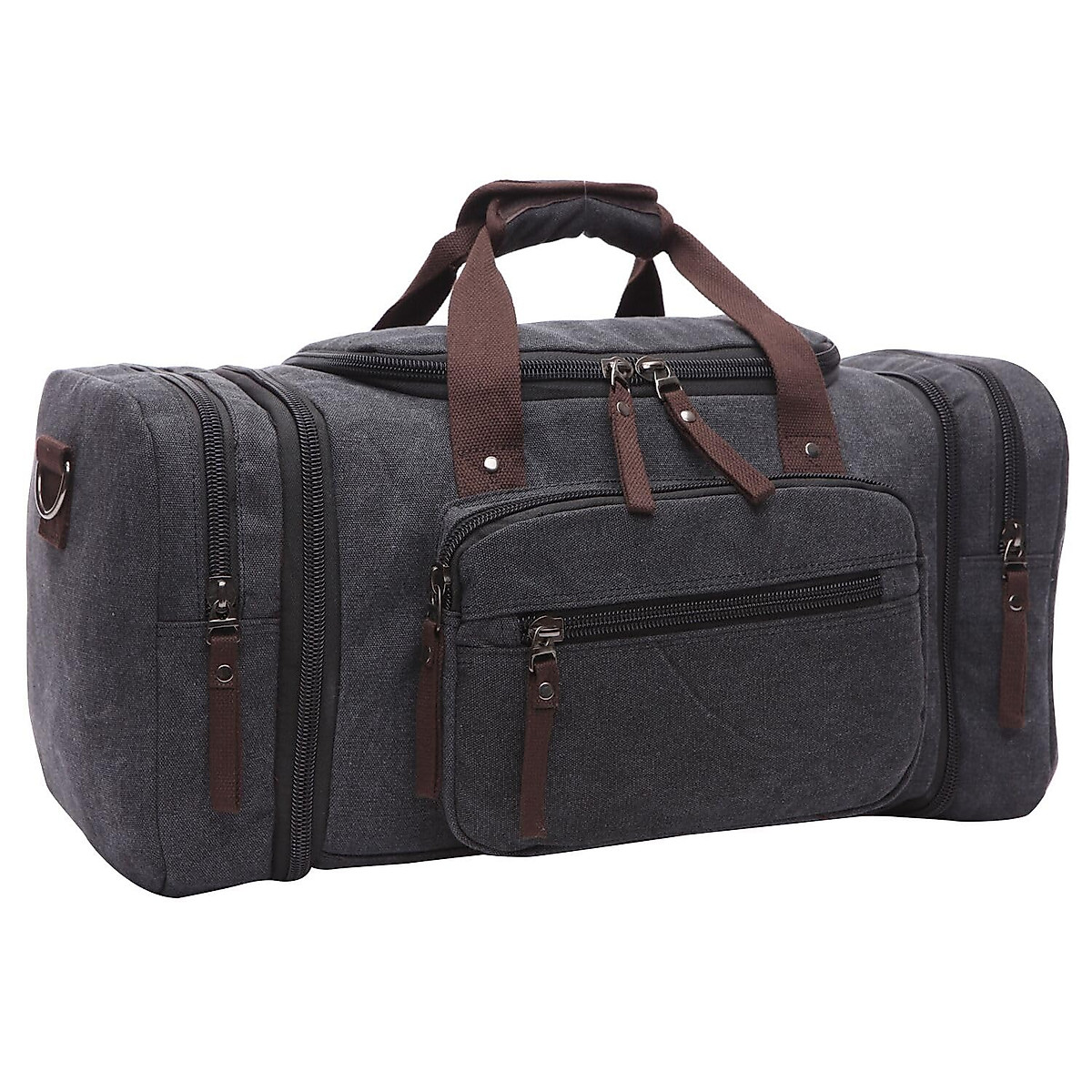 Duffle Bag for Travel, Large Canvas Duffel Bag for Travelling Overnight Weekender Bag Carry On Bag for Men Women Black