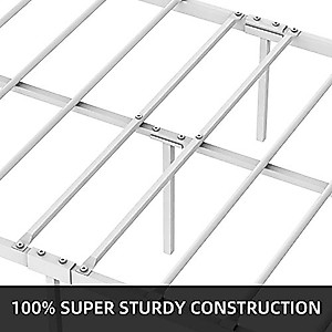 Amyove Curved Twin Size Metal Bed Frame with Storage for Kids, Platform Bed Frame with Headboard Footboard No Box Spring Needed White (Twin)