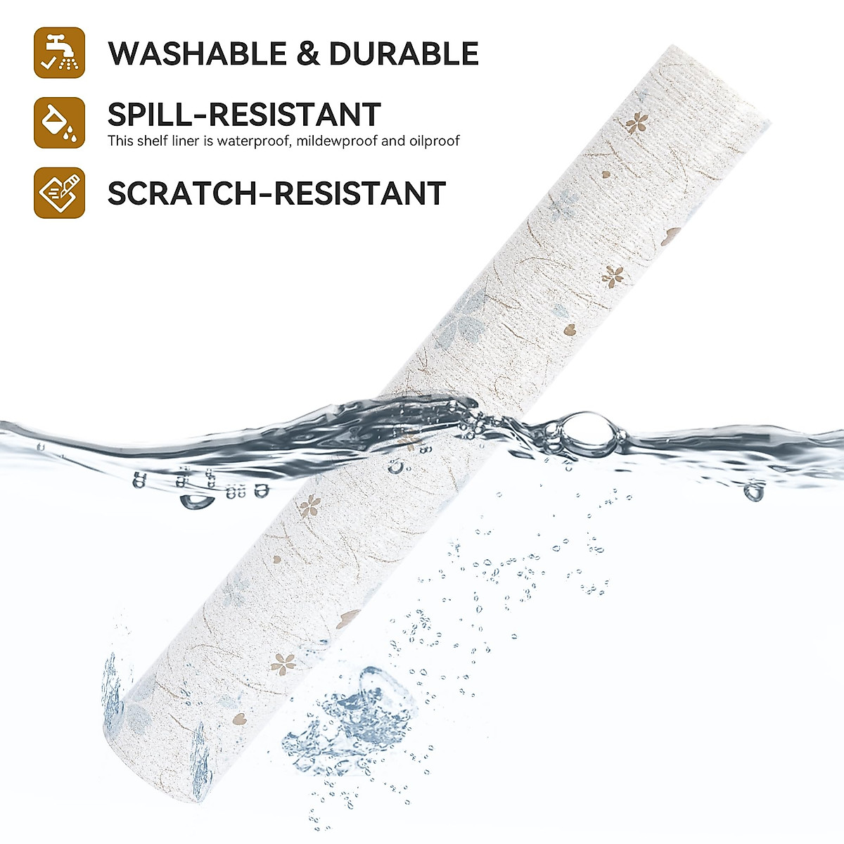 Ray Star Cabinet Liner, 18Inch X 8Feet Waterproof Shelf Liners for Kitchen Cabinets Non-Adhesive Unique Floral Non Slip Grip Liner Easy Clean Pantry Refrigerator Cupboard Drawer